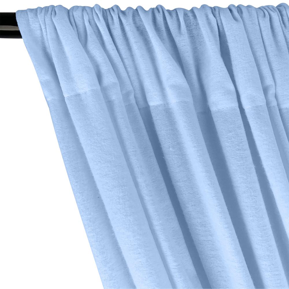 Light Blue Cotton Flannel Fabric Curtains with Pockets for Pipe Drape