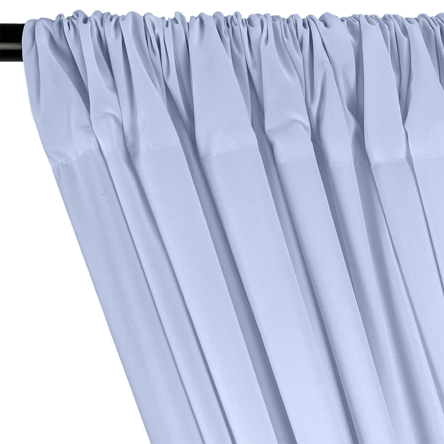 Light Blue Cotton Broadcloth Fabric Curtains with Pockets for Pipe Drape