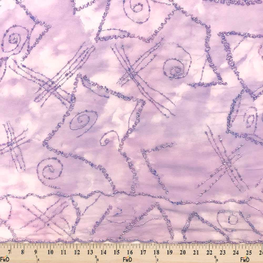 Lilac Abstract Beaded Embroidery on Georgette Fabric $9.99/yard