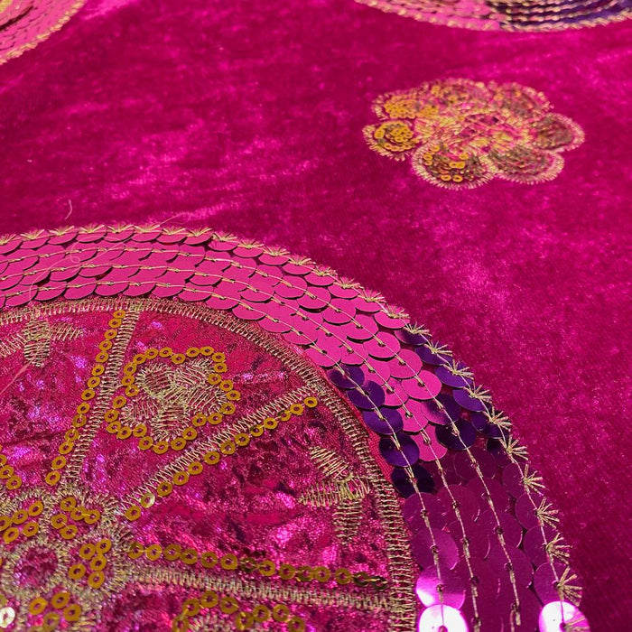 Brocade Sequins Patch on Velvet Fabric 52" Wide $14.99 ON SALE