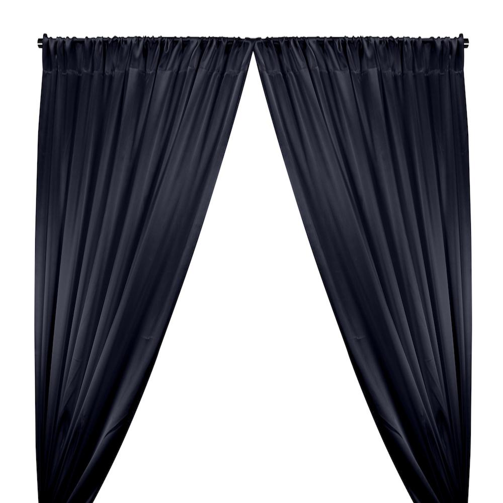 Midnight Blue Crepe Back Satin Fabric Curtains with Pockets for Pipe Drape