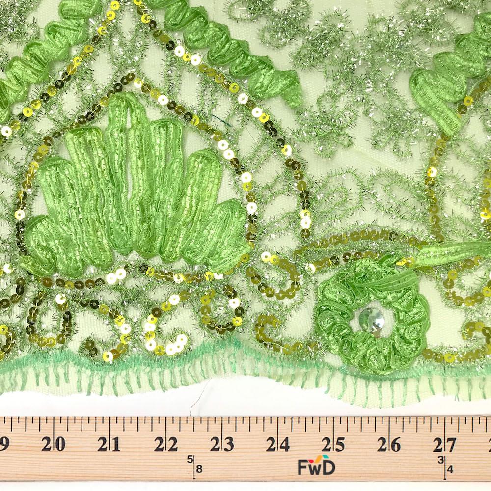 Daisy Ribbon Embroidery on Mesh with Sequins Fabric ON SALE $5.99/Yard