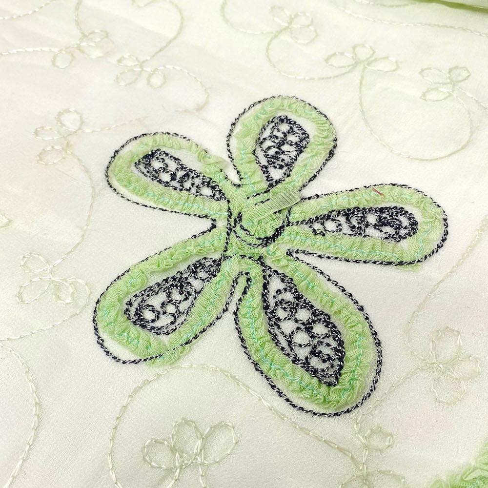 Mint Floral Embroidery on Georgette Fabric 52" wide $5.99/yard