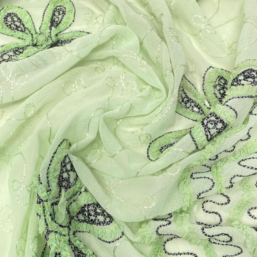 Mint Floral Embroidery on Georgette Fabric 52" wide $5.99/yard
