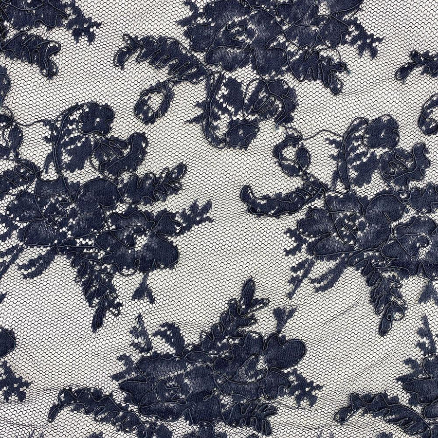 Navy Queen Corded Lace Fabric 52" Wide 100% Polyester $14.99/Yard
