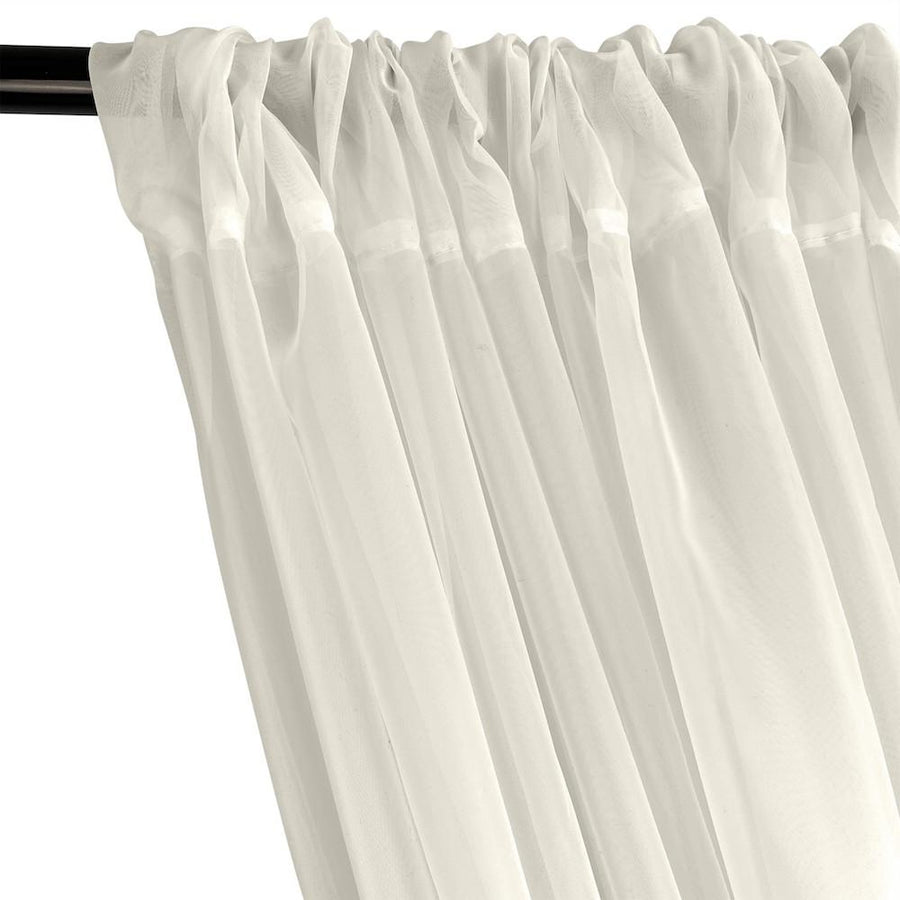 Off White Sheer Voile Fabric Curtains with Rod Pockets for Pipe and Drape