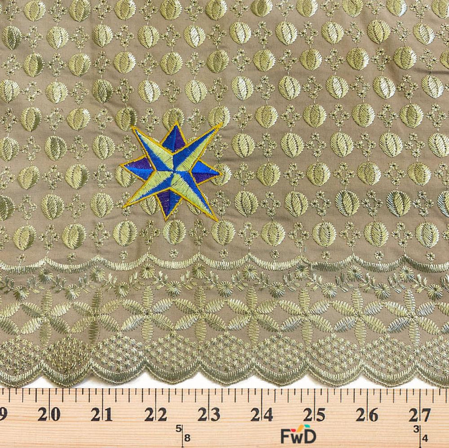 Olive Starlight Seed Embroidery Lace Fabric 52" Wide $14.99/Yard