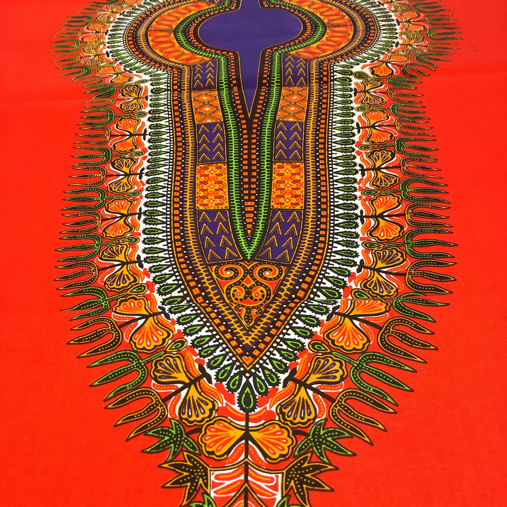 Orange Dashiki Fabric Angelina Print Shirt 100% Cotton By the Yard