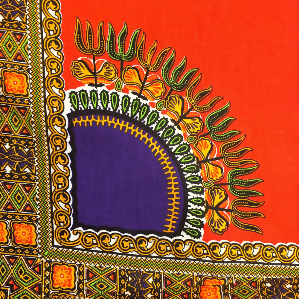 Orange Dashiki Fabric Angelina Print Shirt 100% Cotton By the Yard