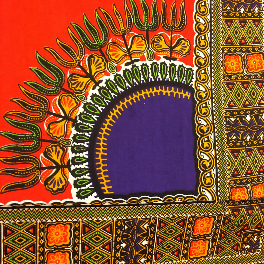 Orange Dashiki Fabric Angelina Print Shirt 100% Cotton By the Yard