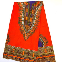 Orange Dashiki Fabric Angelina Print Shirt 100% Cotton By the Yard