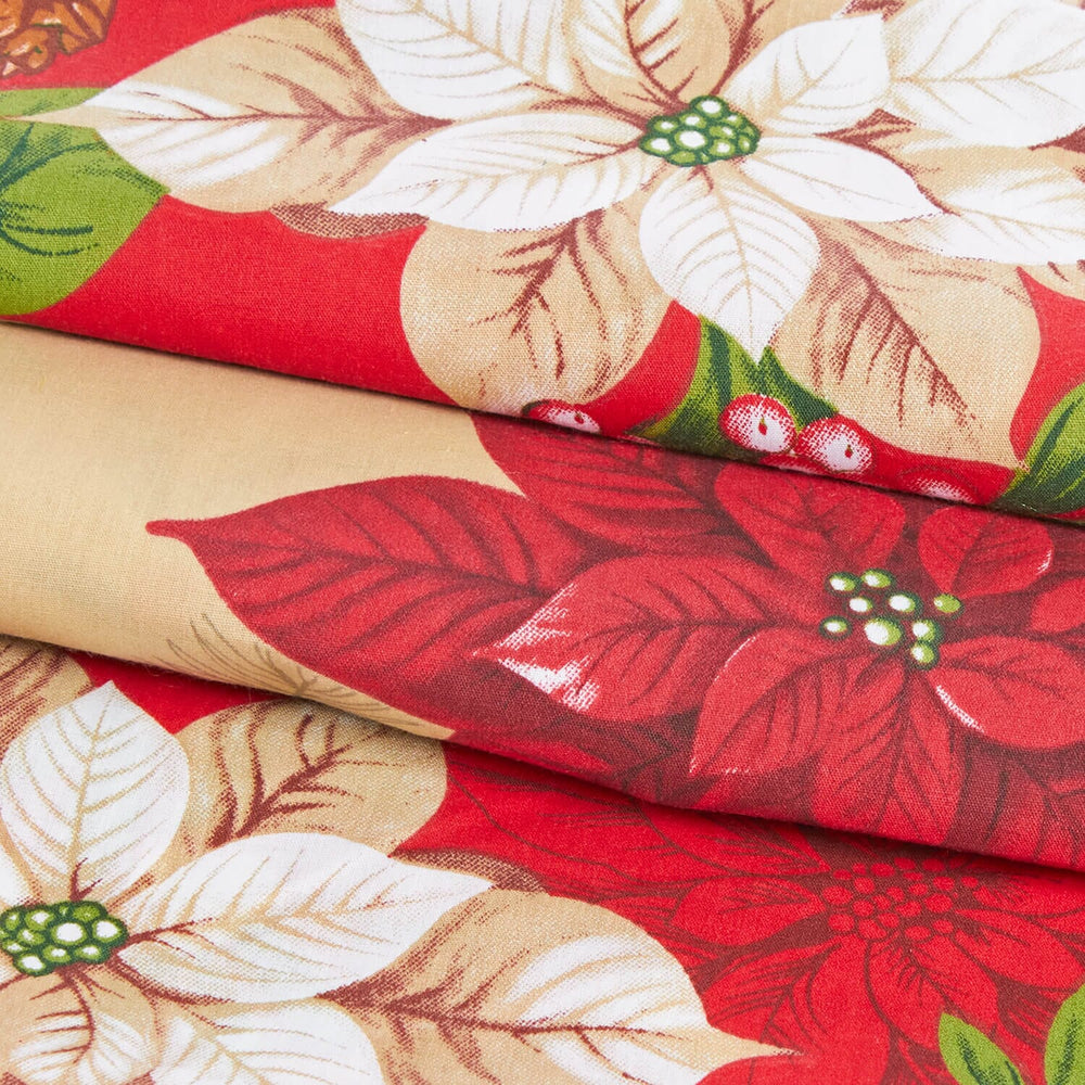 Poinsettia Printed Broadcloth Fabric