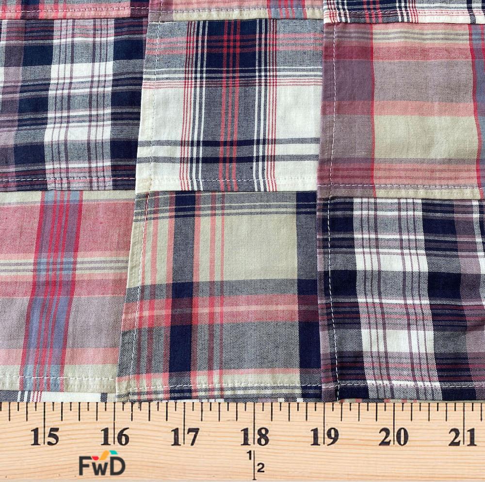 Charlotte Patchwork Nantucket Madras Plaid Fabric 100% Cotton 45" Wide