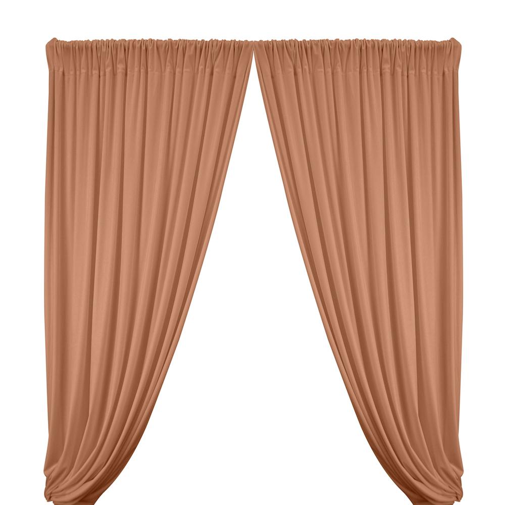 Peach Stretch Velvet Fabric Curtains with Pockets for Pipe Drape