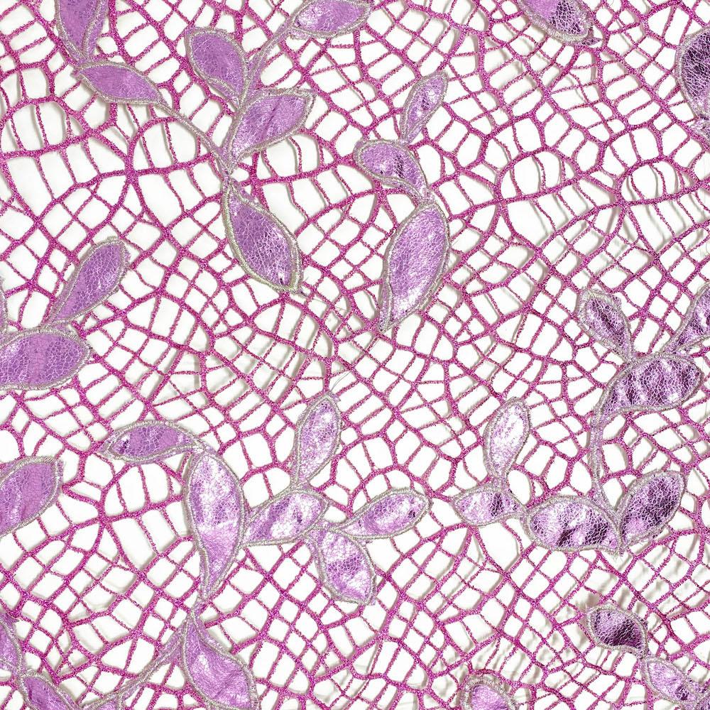 Pink Floral Bud Patch Metallic Chemical Lace Fabric 52" Wide ON SALE