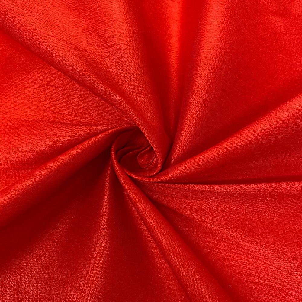 Red-12 Polyester Dupioni Fabric Curtains with Pockets for Pipe Drape