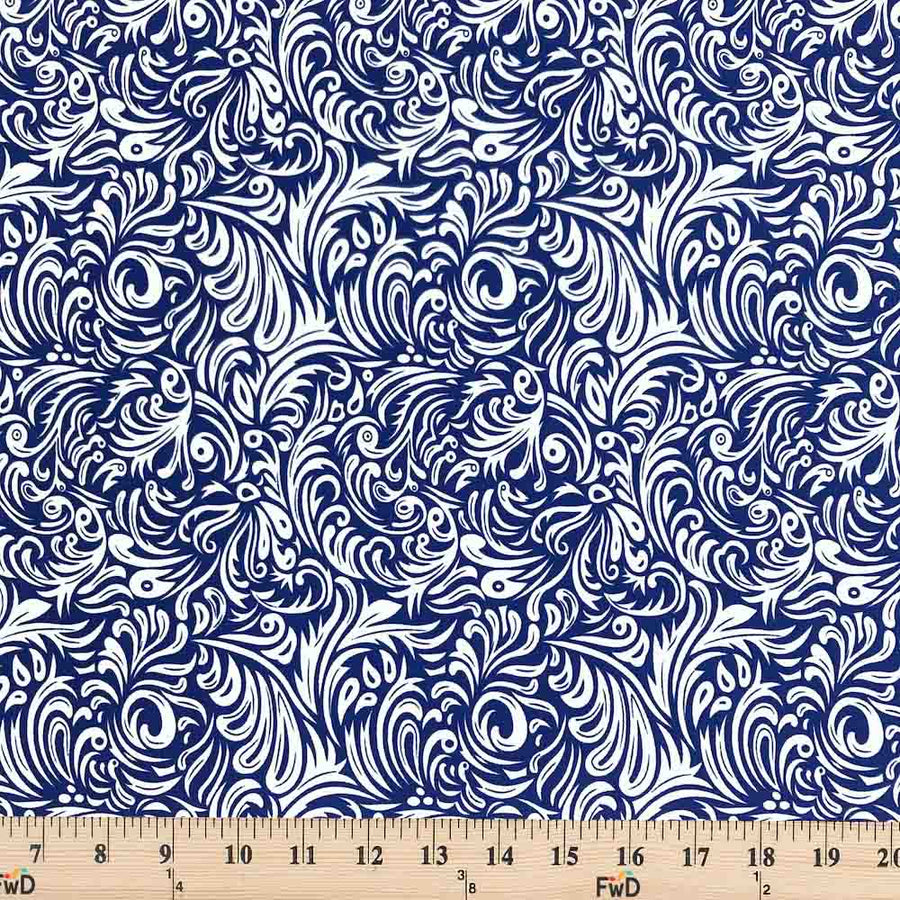 Ella Royal Blue Printed ITY Knit (12-2) Fabric