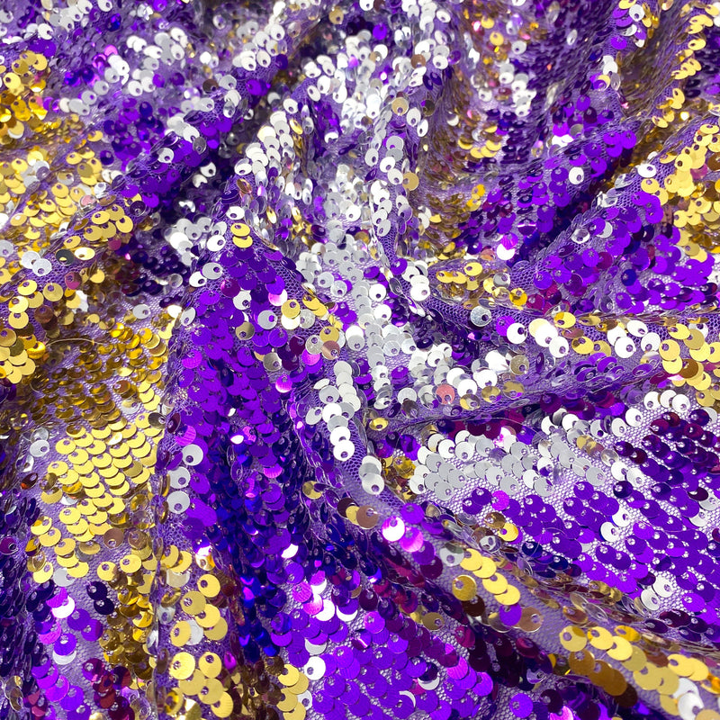Shiny Two Tone Reversible Sequins Fabric on Mesh $19.99/Yard ON SALE!