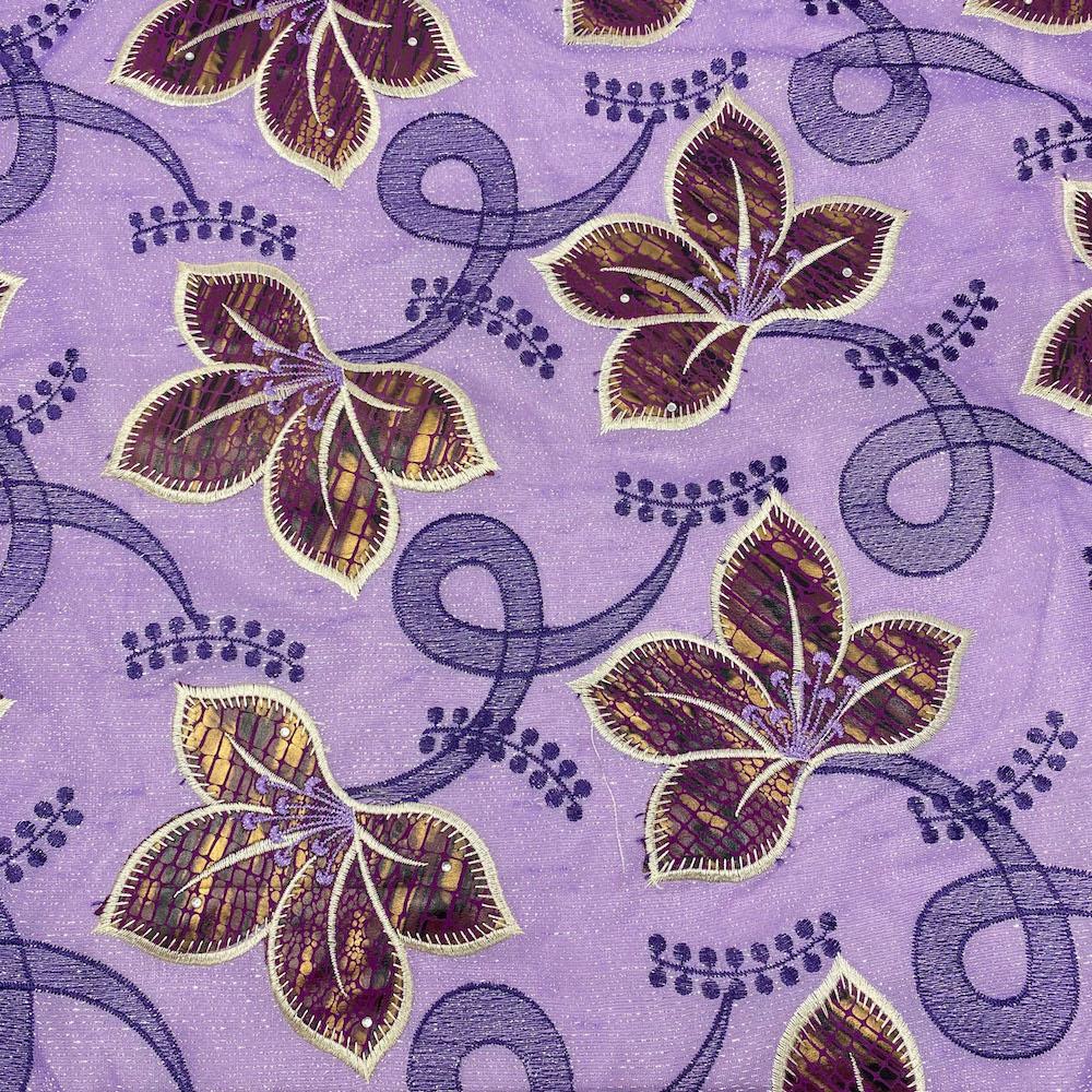 Purple Snake Printed Floral Geranium Sparkled Lace Fabric ON SALE!
