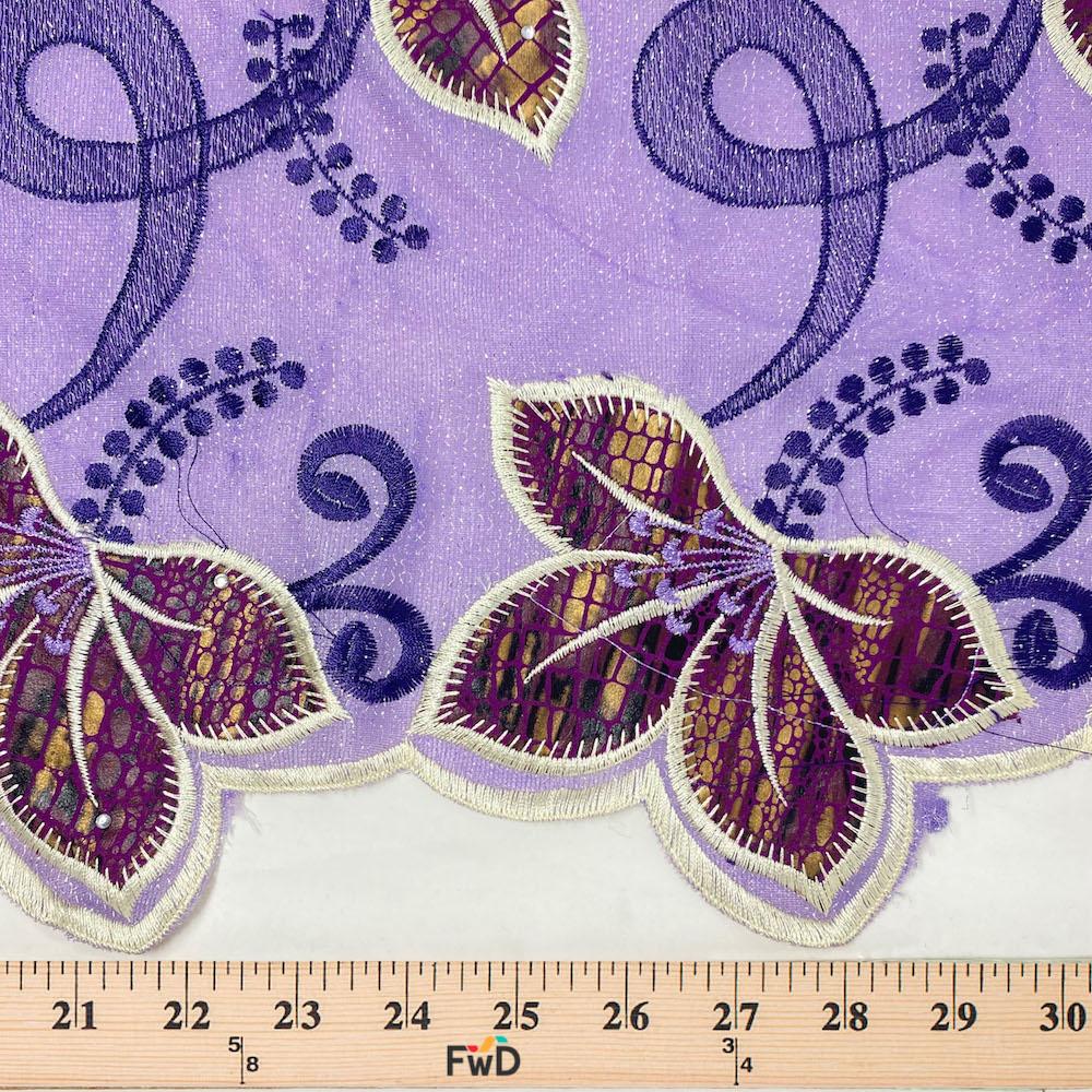 Purple Snake Printed Floral Geranium Sparkled Lace Fabric ON SALE!