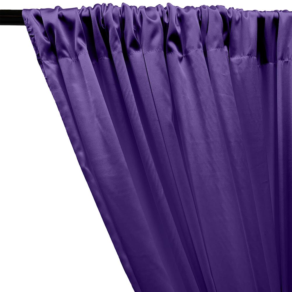 Purple Stretch Charmeuse Satin Fabric Curtains with Pockets for Pipe Drape