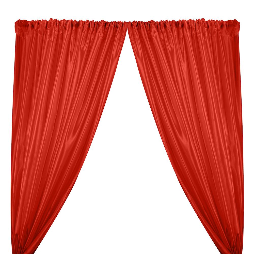 Red Extra Wide Nylon Taffeta Fabric Curtains with Pockets for Pipe Drape