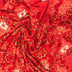 Red Floral Velvet Patch Embroidered on Voile Fabric On Sale $19.99/Yard