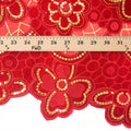 Red Floral Velvet Patch Embroidered on Voile Fabric On Sale $19.99/Yard