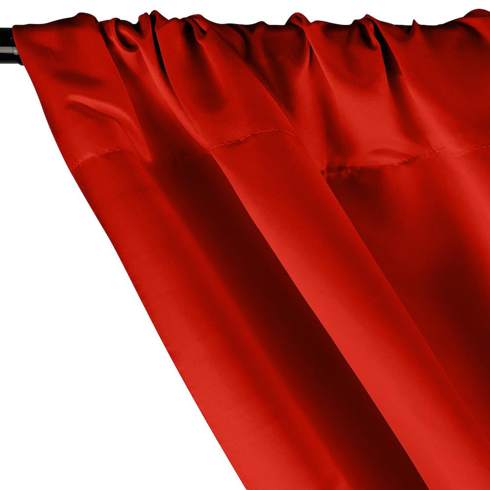 Red Matte Satin (Peau de Soie) Fabric Curtains with Pockets for Pipe Drape