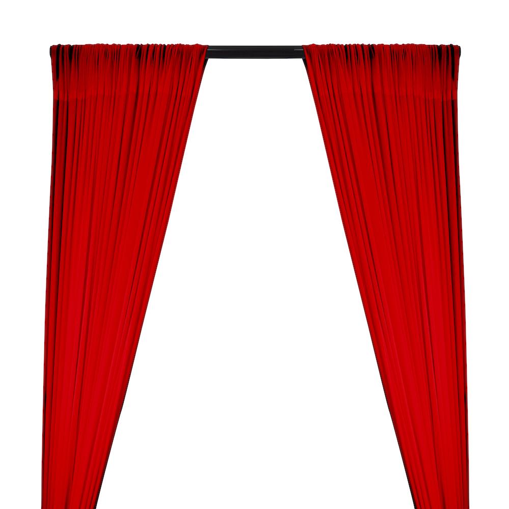 Red Power Mesh Fabric Curtains with Pockets for Pipe Drape
