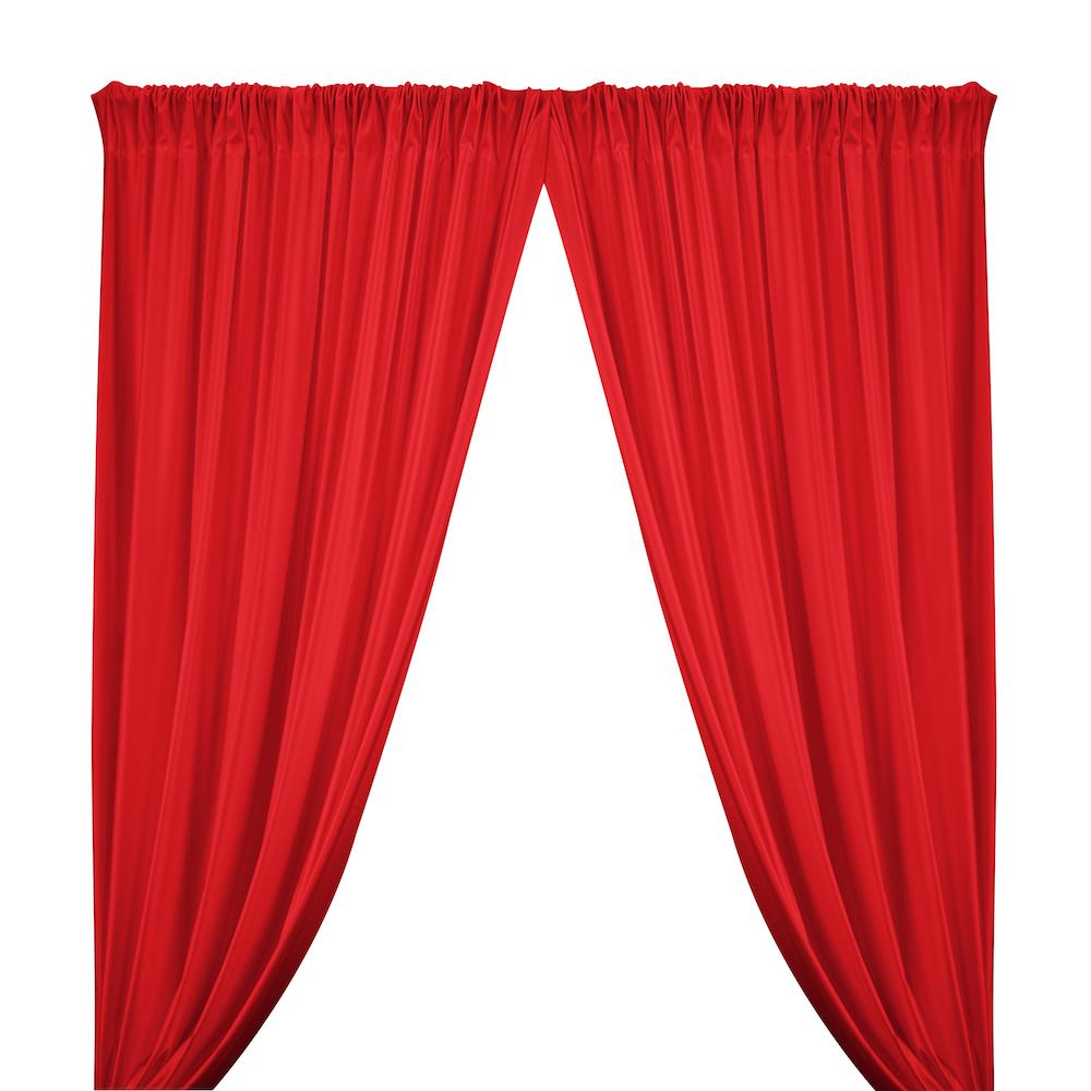 Red Shiny Milliskin Fabric Curtains with Pockets for Pipe Drape