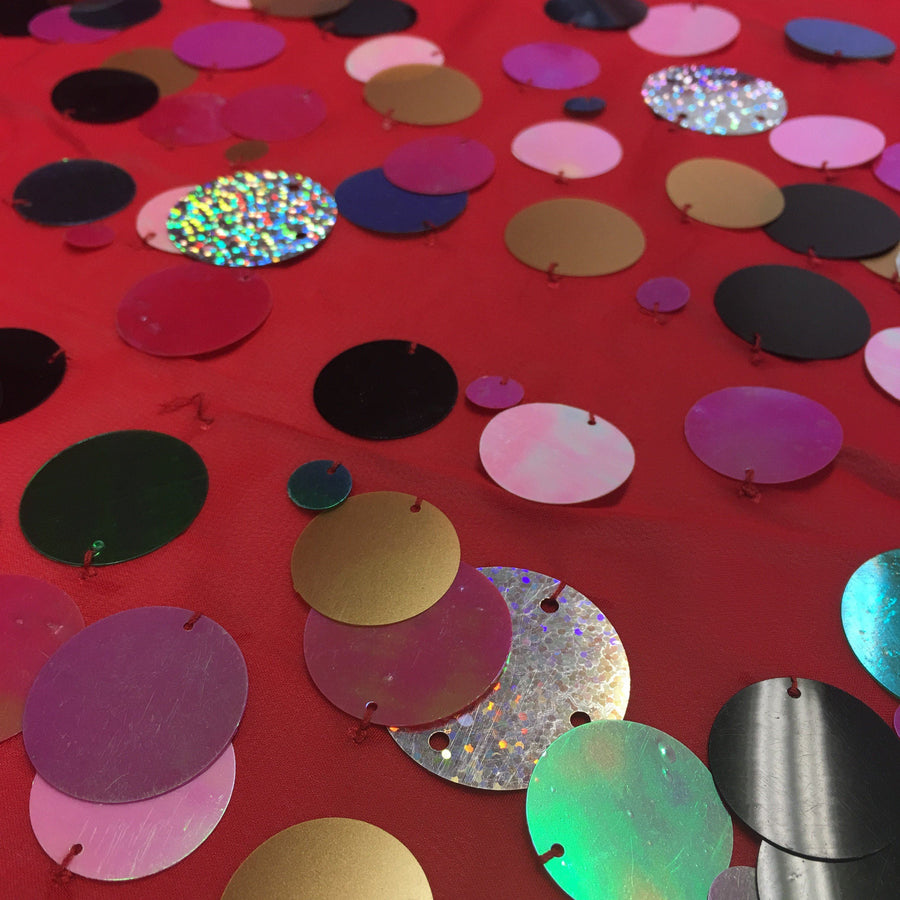 Red Sprinkle Sequin Fabric 56" Wide Sold By The Yard