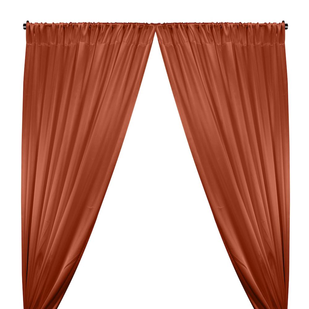 Rust Crepe Back Satin Fabric Curtains with Rod Pockets for Pipe Drape
