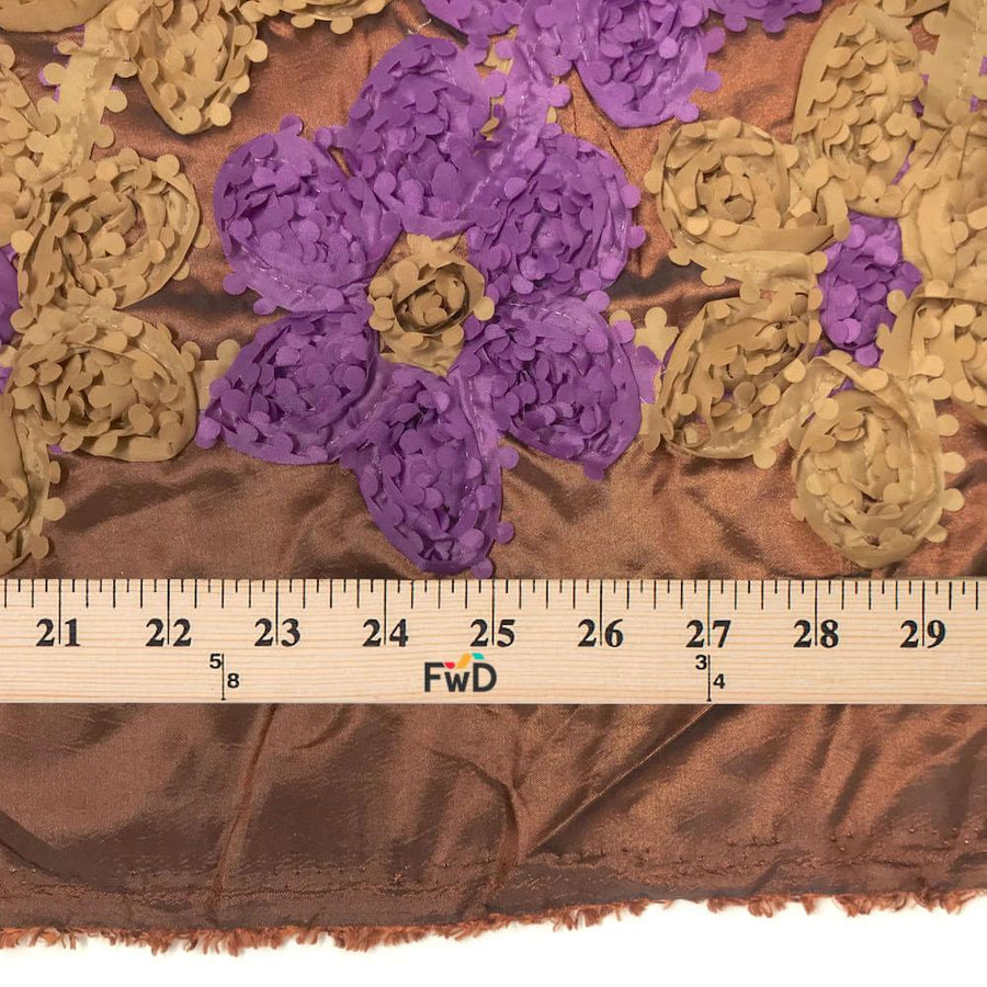 Rust & Magenta Stringed Ruffle Rosette Fabric 50" Wide Sold BTY