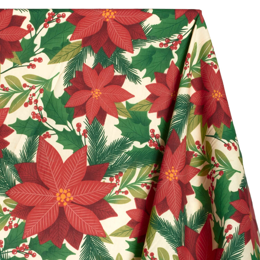 Holiday Floral Printed Broadcloth Fabric