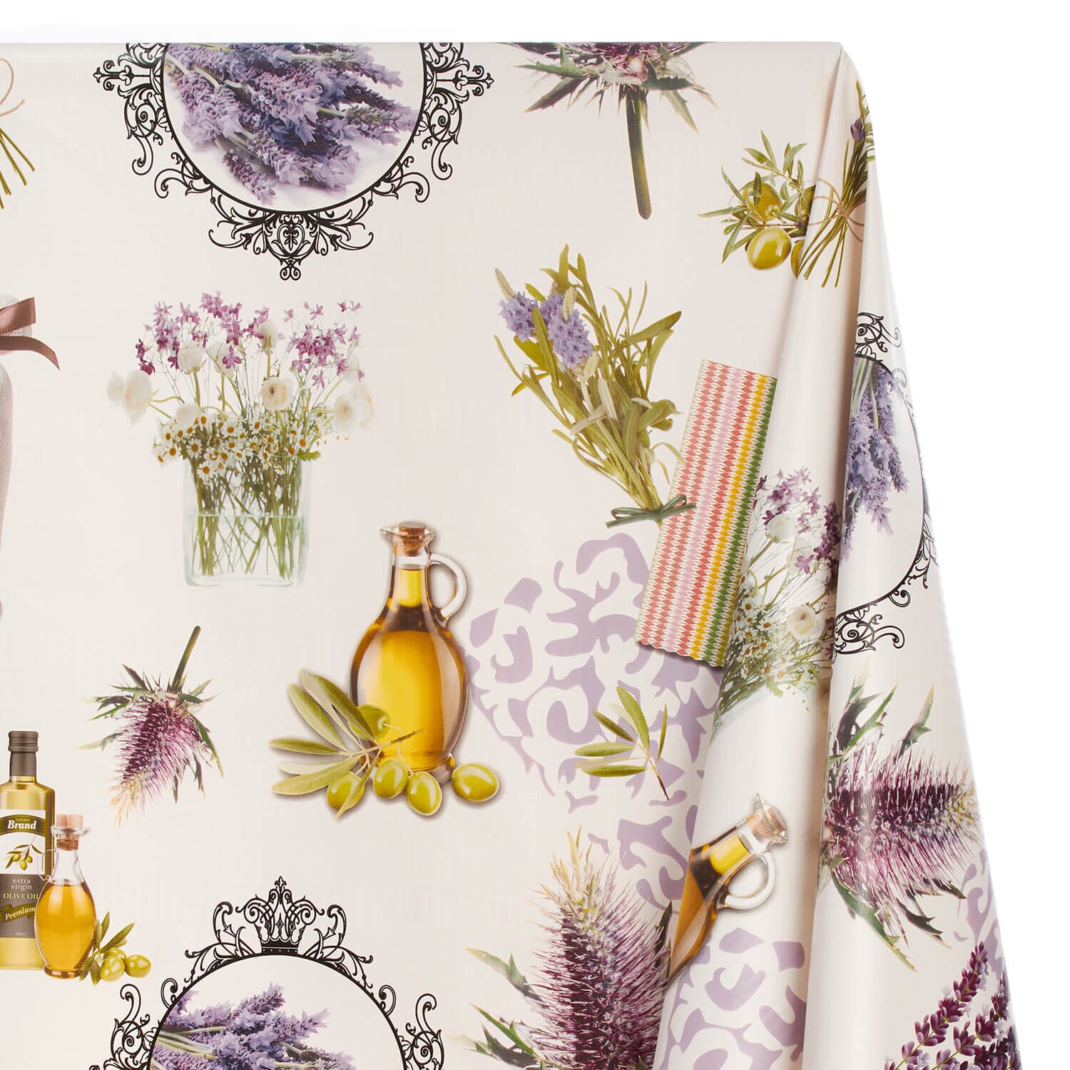 Lavender Olive Oilcloth Fabric | Fabric Wholesale Direct