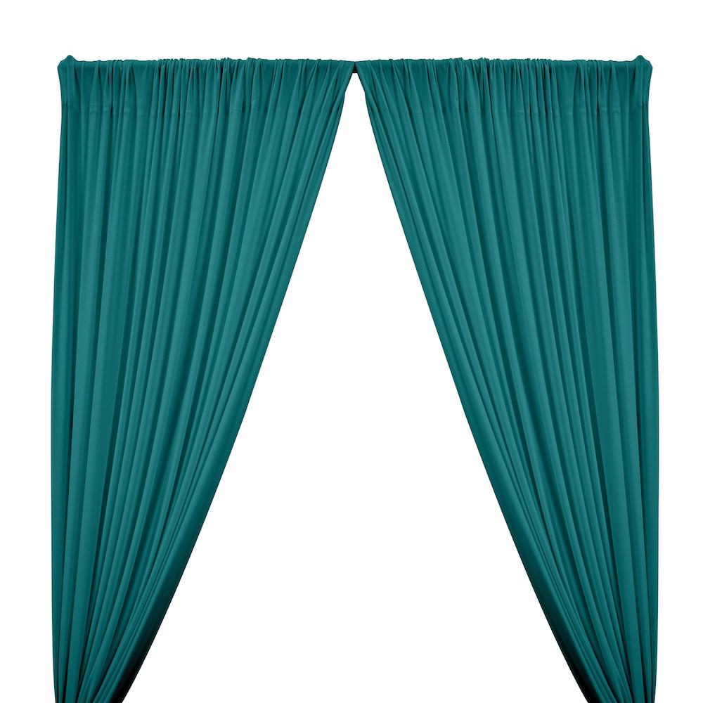 Teal ITY Knit Stretch Jersey Fabric Curtains with Pockets for Pipe Drape