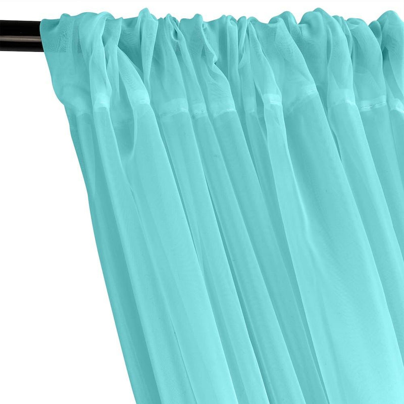 Turquoise Sheer Voile Fabric Curtains with Rod Pockets for Pipe and Drape