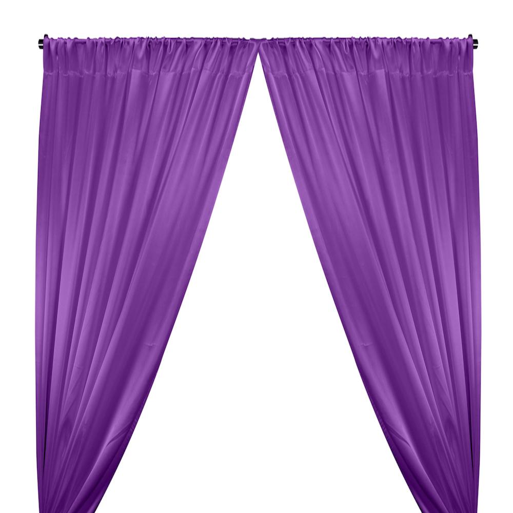 Violet Crepe Back Satin Fabric Curtains with Pockets for Pipe Drape
