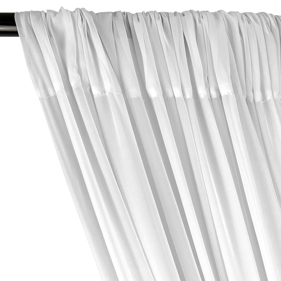 White Polyester Chiffon Fabric Curtains with Pockets for Pipe Drape