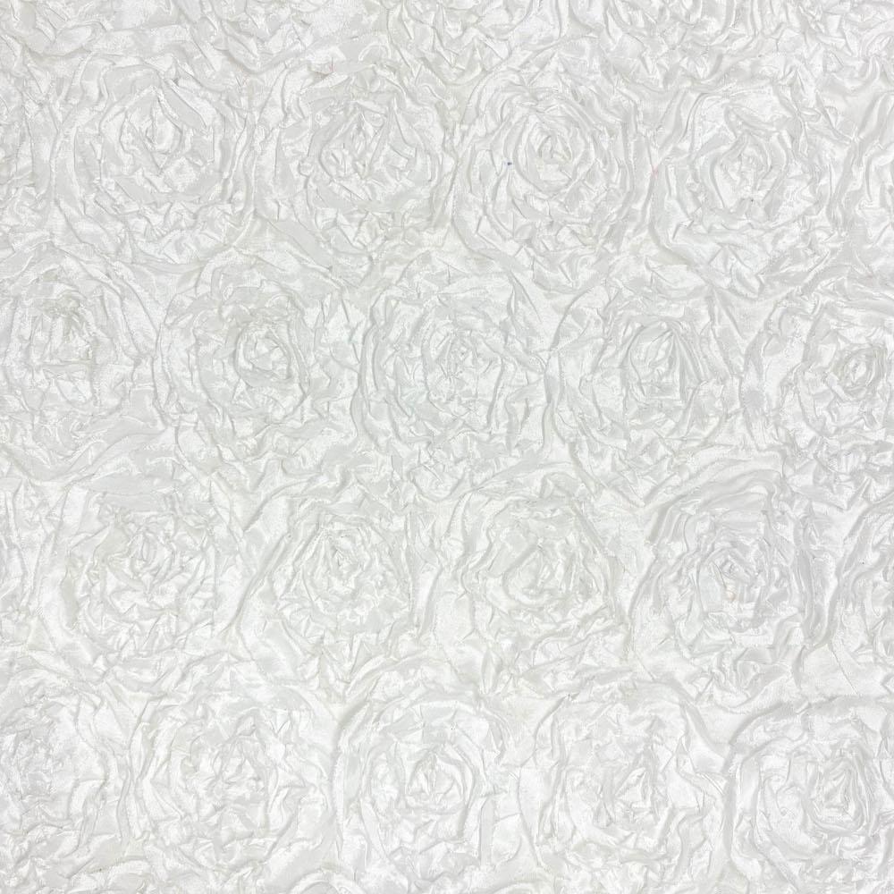White Satin Ruffle Rosette Fabric 54" Wide Sold BTY On Sale!