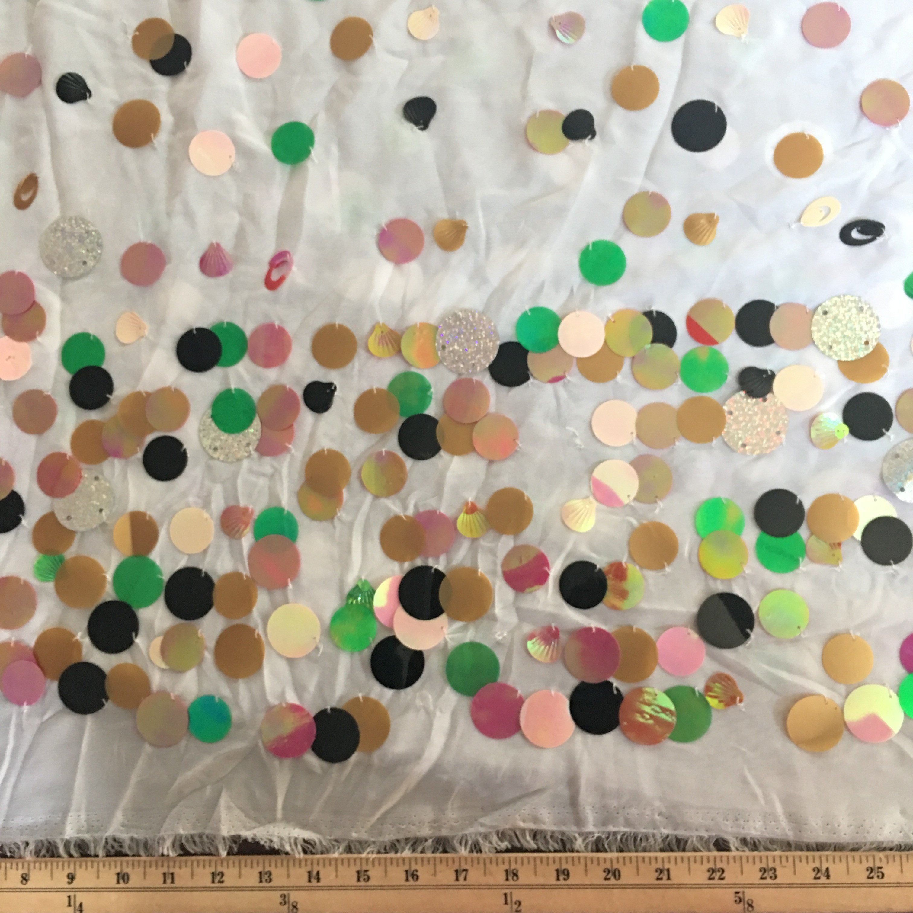 White Sprinkle Sequin Fabric 56" Wide Sold By The Yard