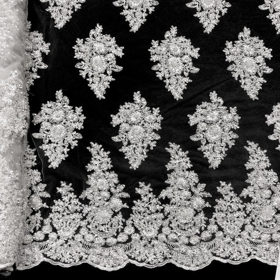 Spruce Bridal Lace Beaded Fabric $49.95/Yard Sold BTY Many Colors